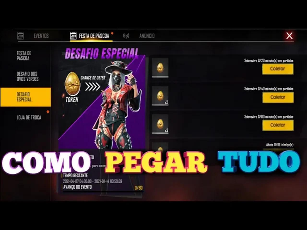 VOLTOU COMO PEGAR MAIS TOKENS OVO DOURADOS NO DESAFIO ESPECIAL FREE FIRE