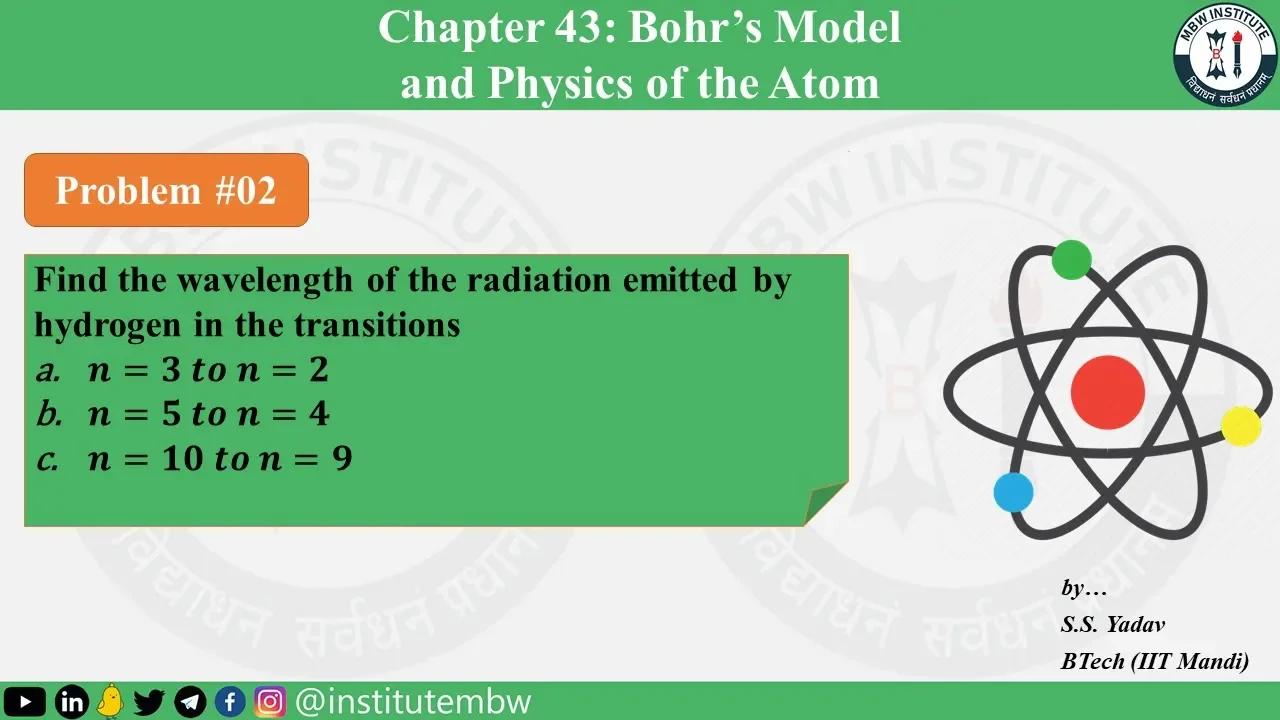 Problem 02 | Chapter 43 | Bohr's Model and Physics of the Atom