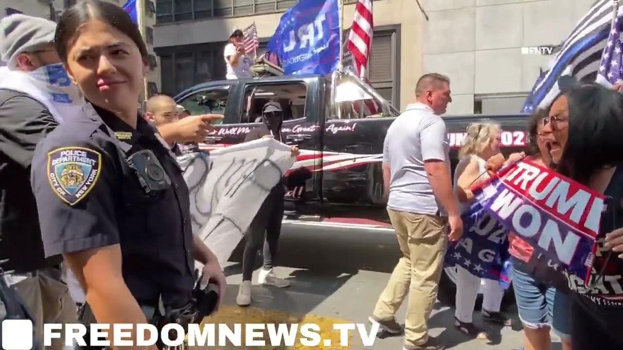 MAGA Caravan CONFRONTED by Counter-Protest Outside NYC Trump Tower ...