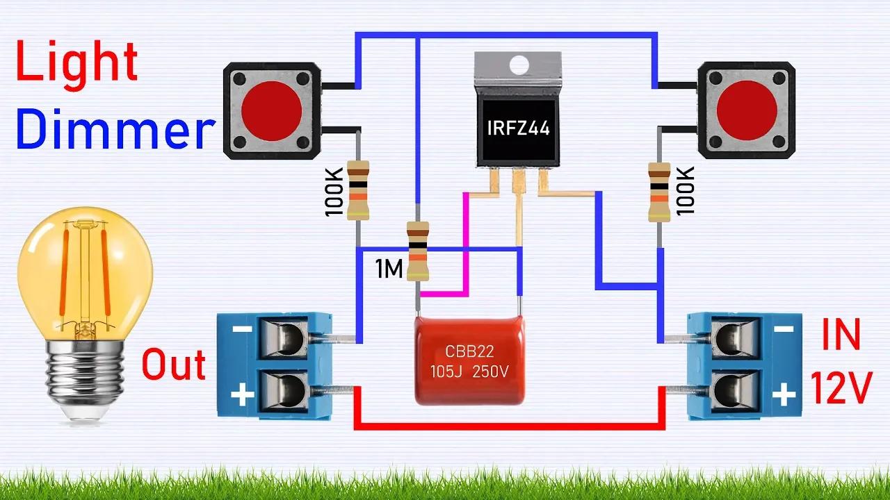 Light Dimmer Circuit Using IRFZ44N & Tactile Switch || Control Volt ...