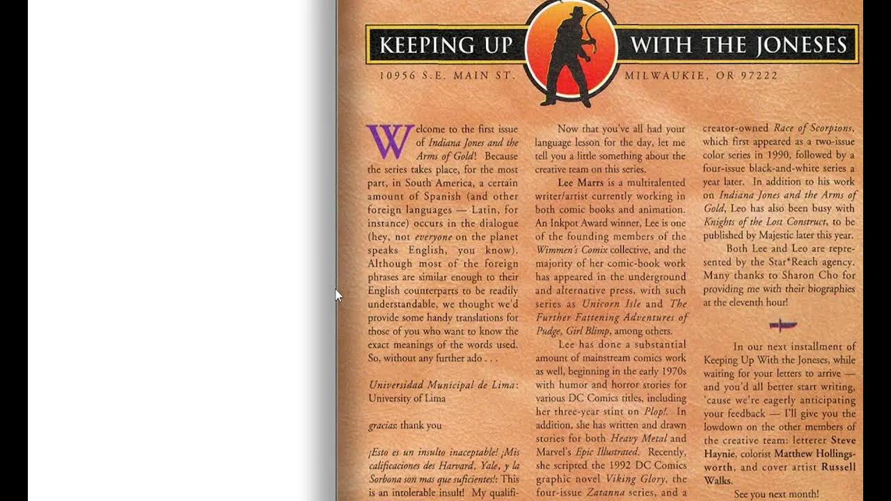 Indiana Jones reads Indiana Jones and the ARMs of GOLD