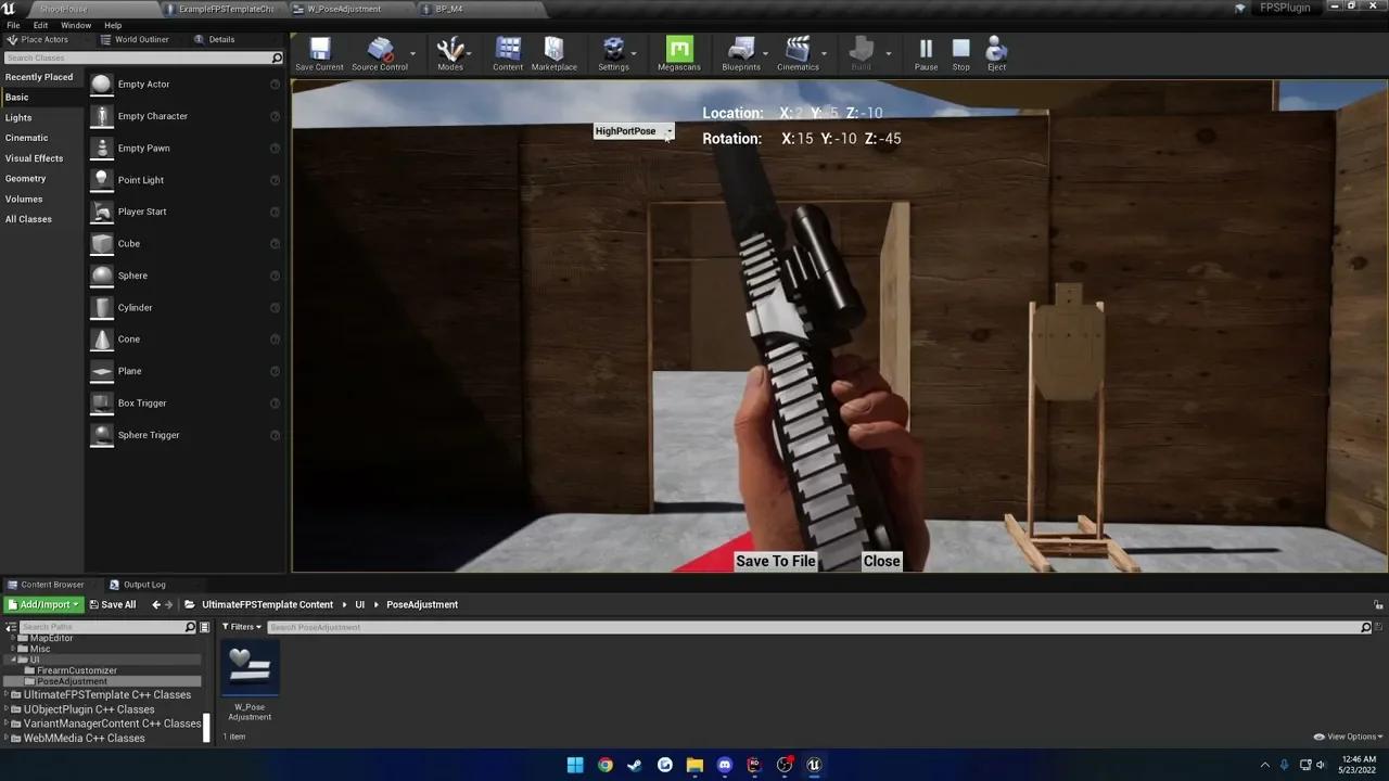 Ultimate Multiplayer FPS Framework: Pose Adjustment Widget