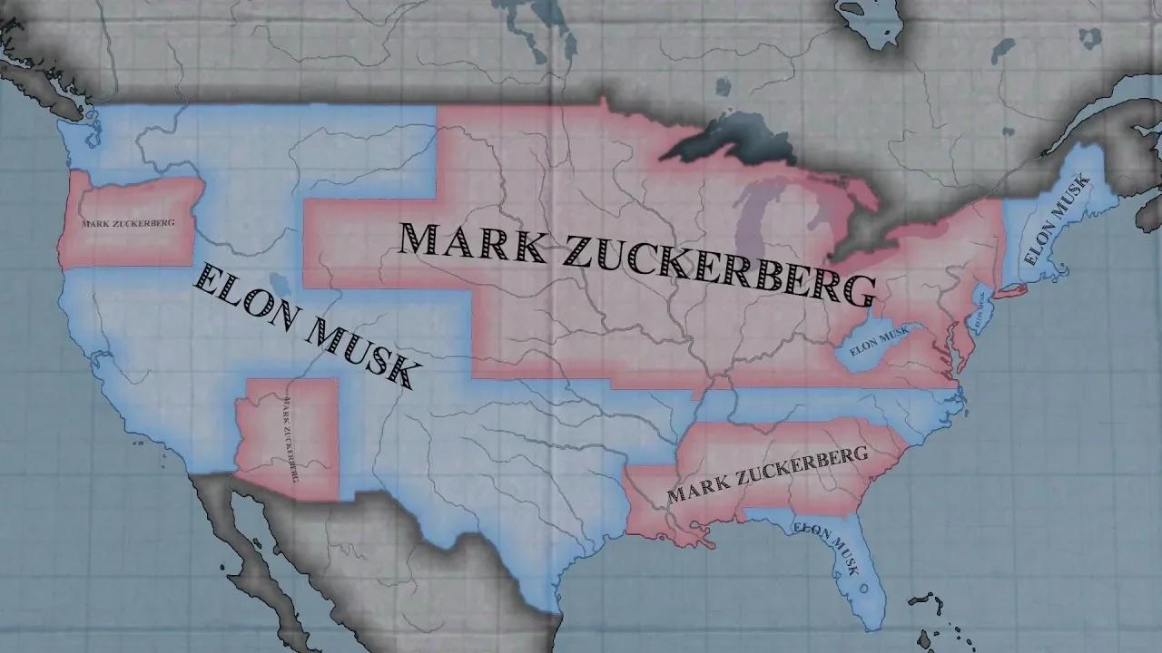 Elon Musk Vs Mark Zuckerberg - Hoi4 Timelapse