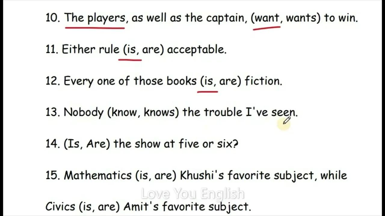 Subject Verb Agreement Exercise | SVA Concept in English Grammar ...