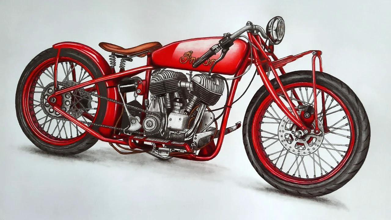 🎨 Dessin Moto Indian - Indian Motorcycle Drawing