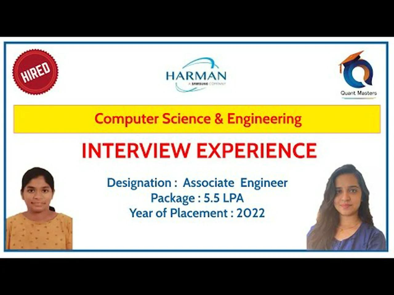 Harman Interview Experience - 2022 | Designation: Associate Engineer