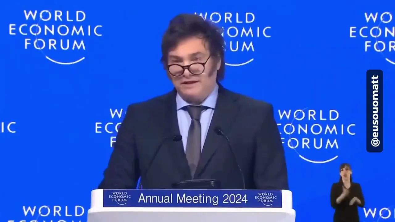 Discurso de Milei em Davos, agora dublado em português com sua própria ...