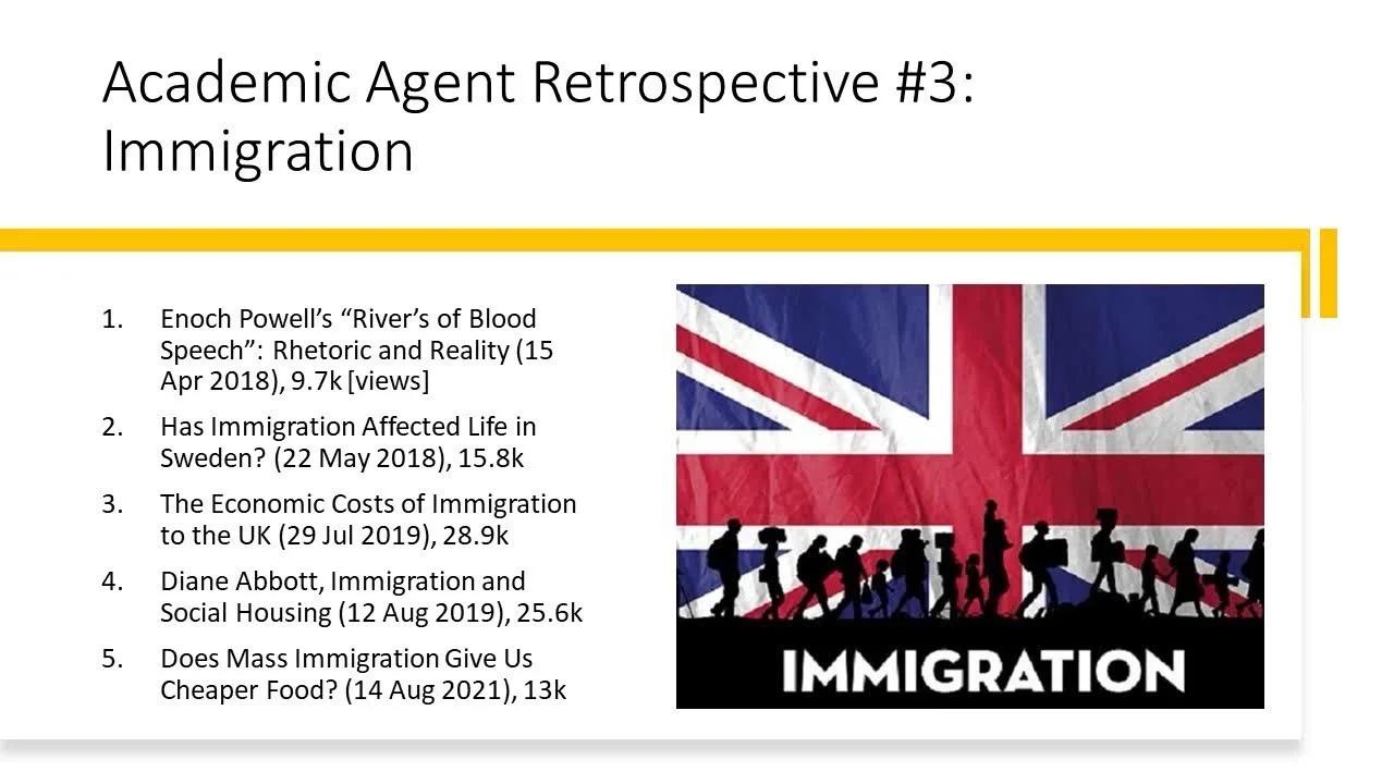 Academic Agent Retrospective #3: Immigration