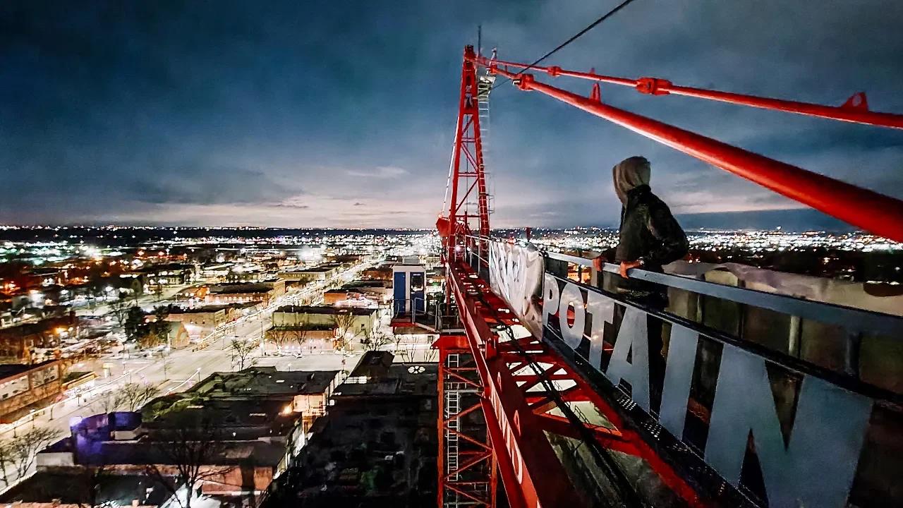 Crane Climb In Suburbia