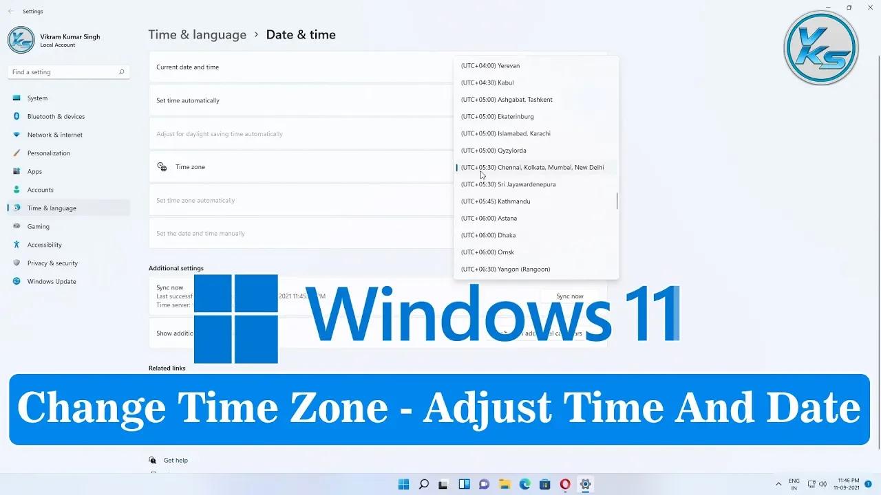 Windows 11 - Change Time Zone - Adjust Time And Date
