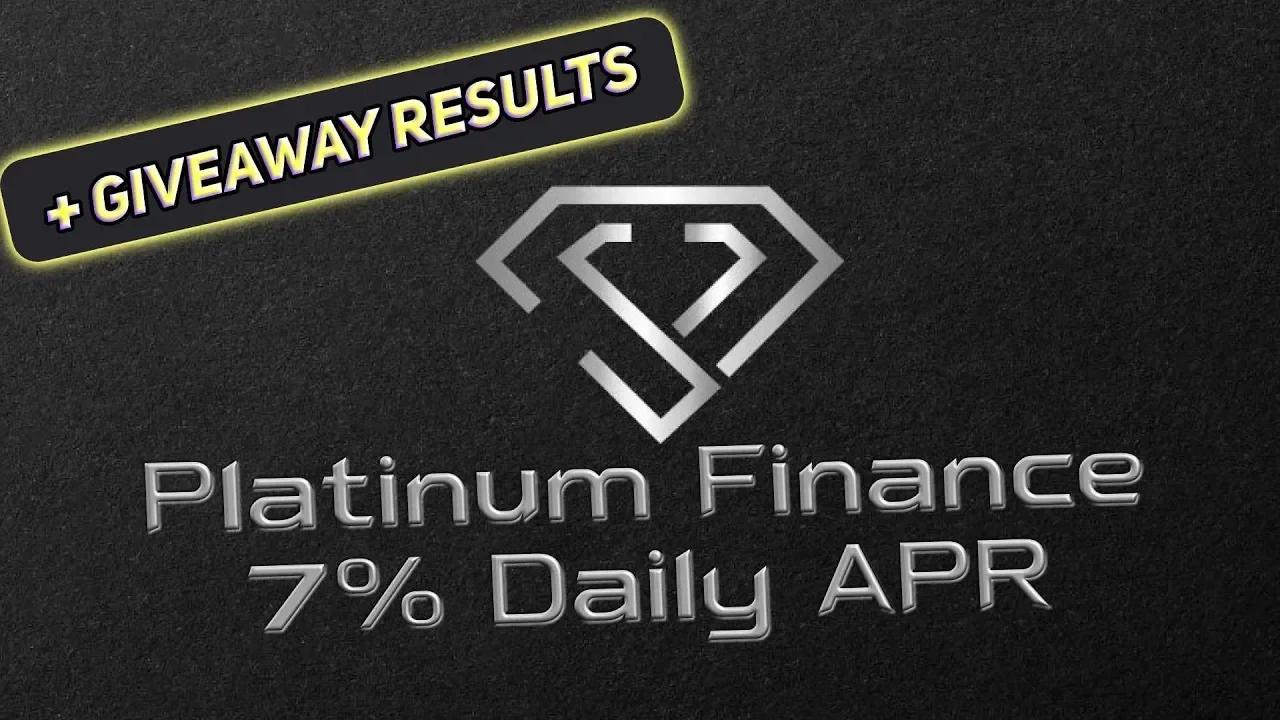 PLATINUM FINANCE 7% Daily APR and HUGE NEWS