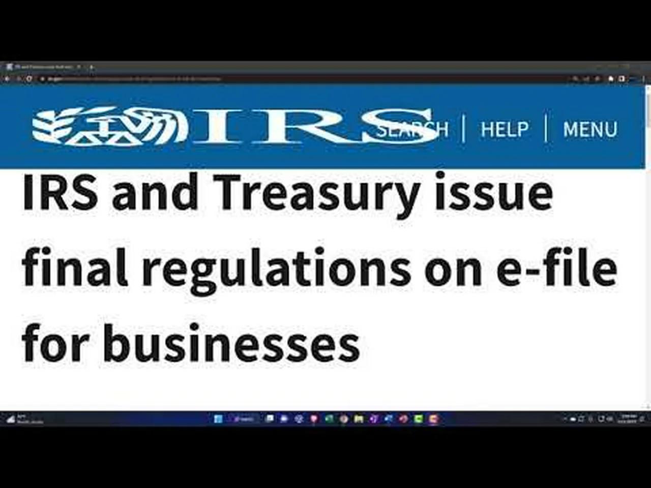 IRS and Treasury issue final regulations on e-file for businesses
