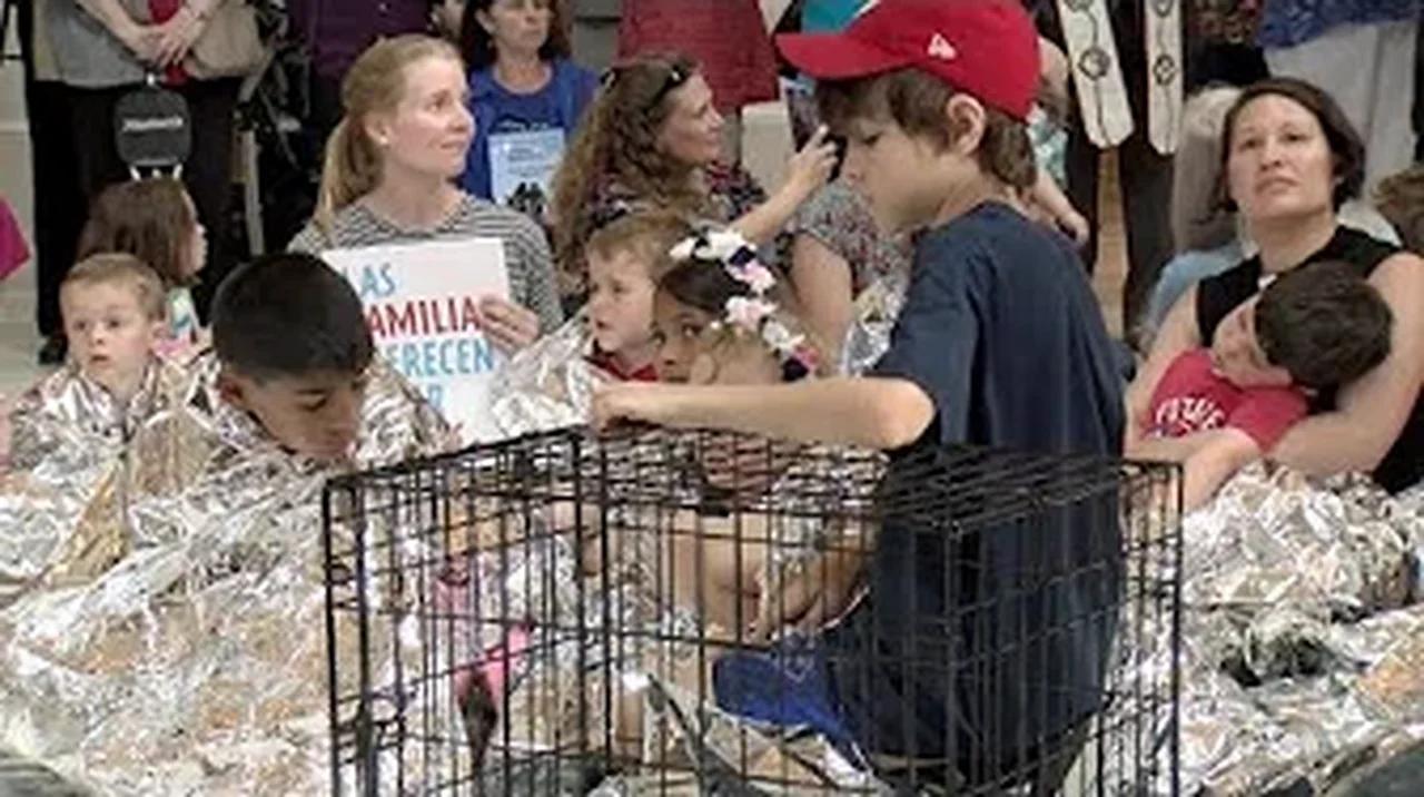Children, Clergy protest ICE in Capitol with blankets and cages