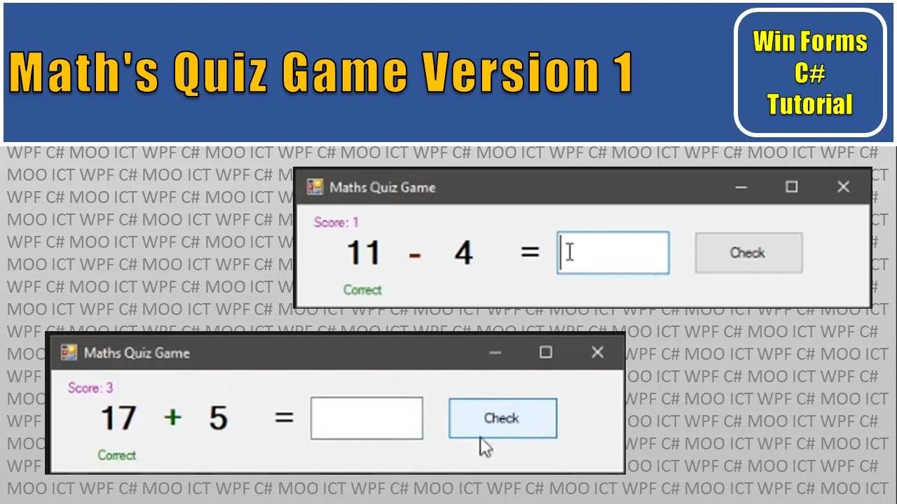 C# Tutorial - Make a Math's Quiz Game in Windows form Visual Studio ...