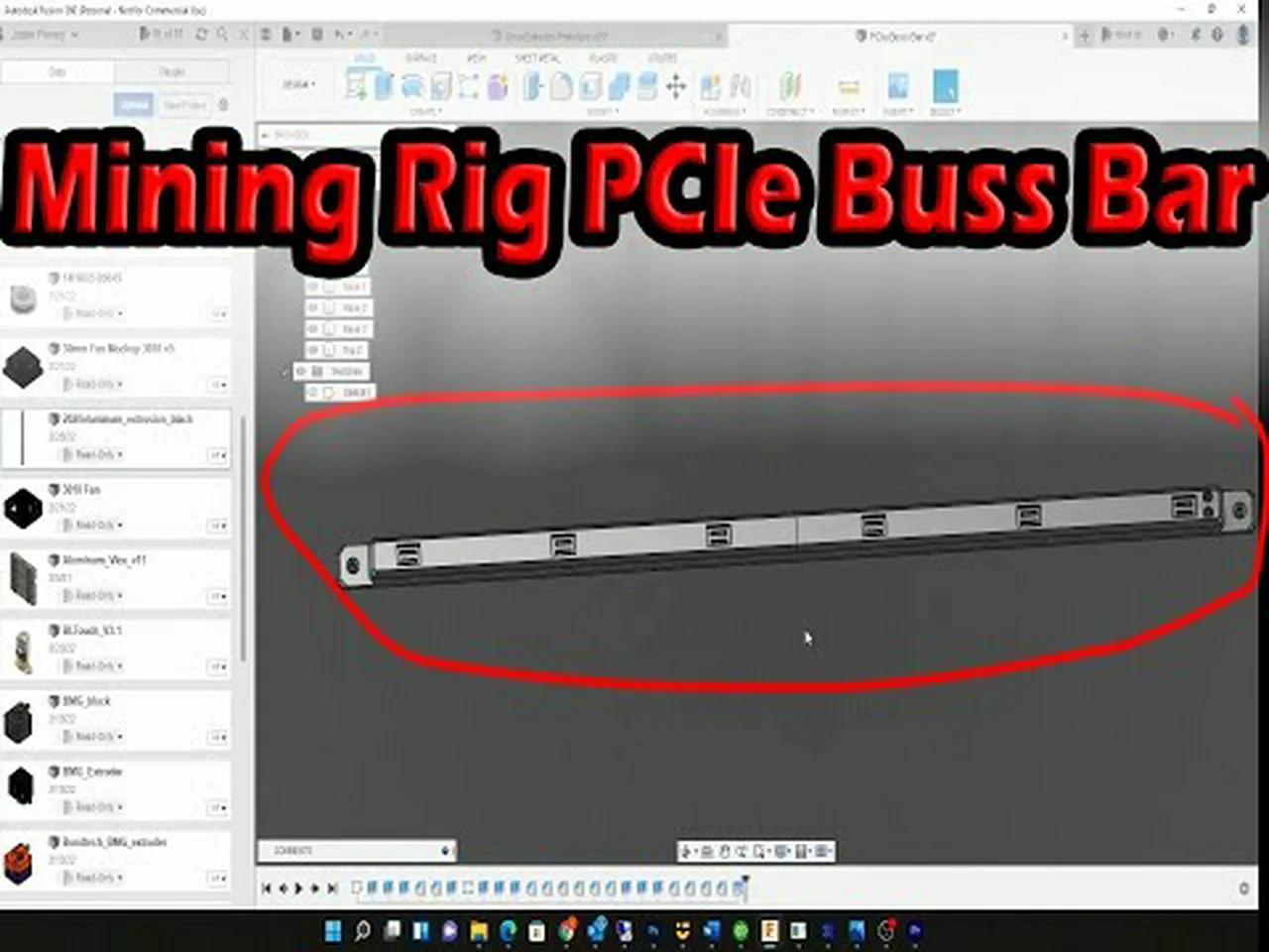 3D printed crypto mining rig PCIe riser power distribution bar Part 2