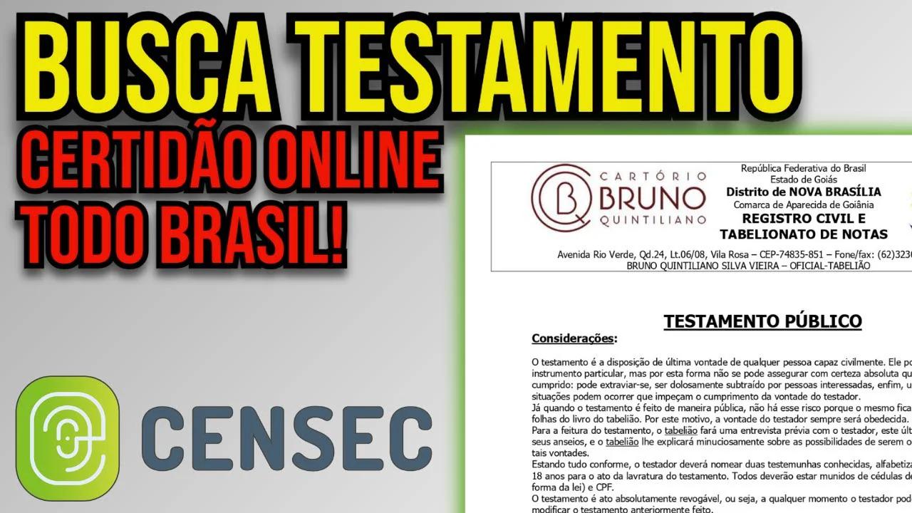COMO CONSULTAR TESTAMENTO PELA INTERNET? CENSEC | 2024