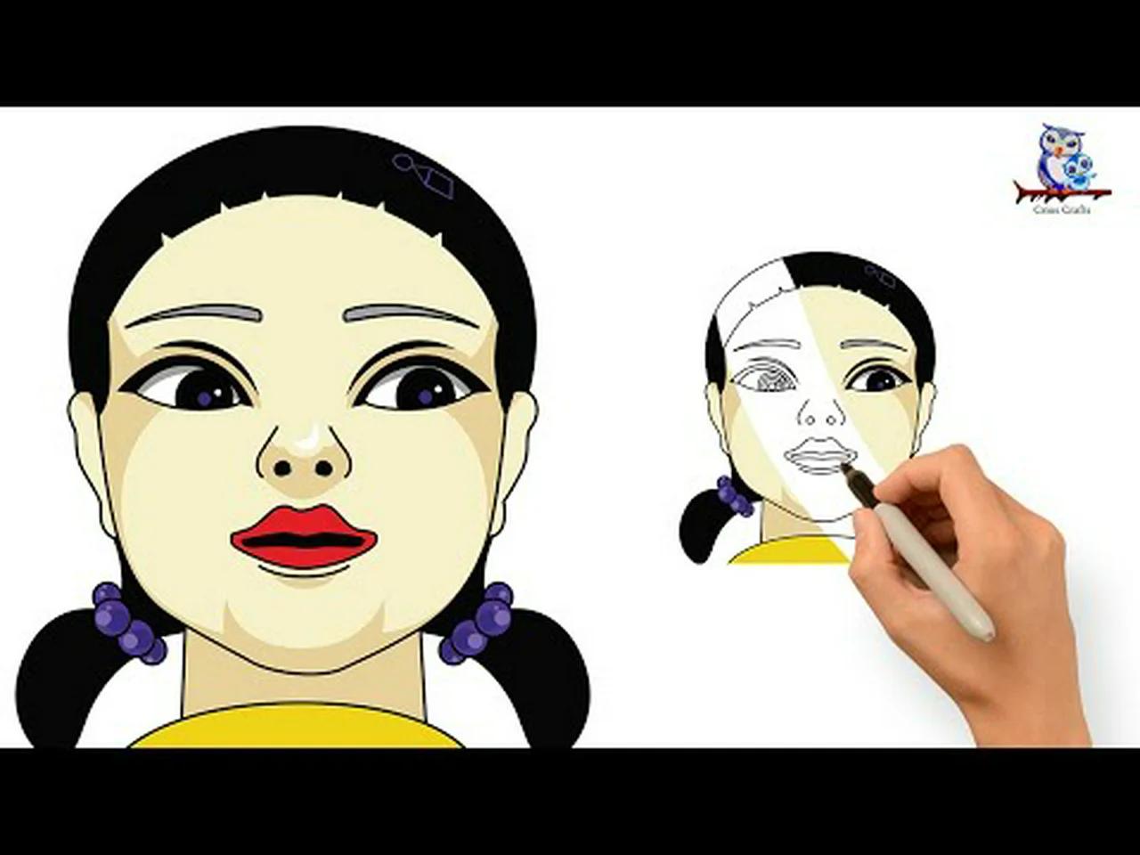 How To Draw Squid Game Doll Tutorial Diy Easy Sketches