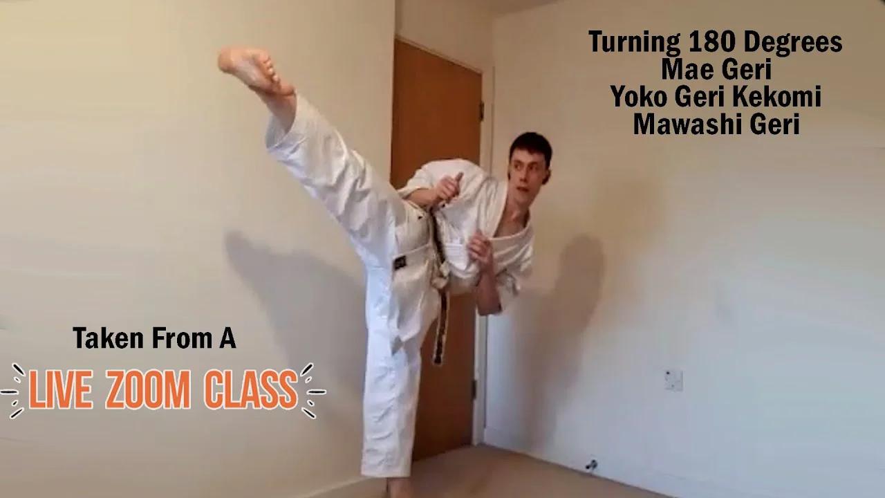 Live Karate Class Kicking And Turning Through 180 Degrees 25 04 2021