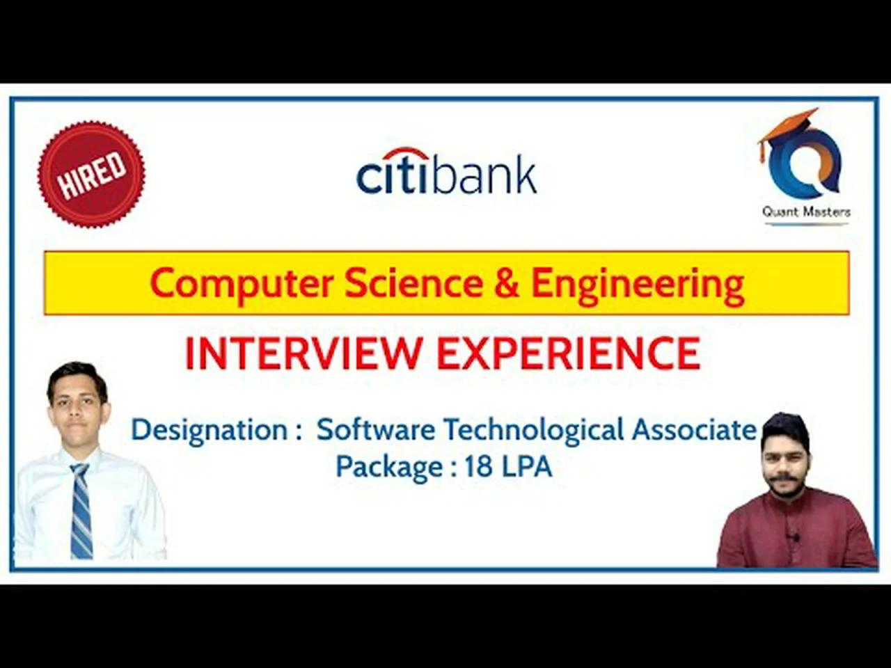 Citi Bank Interview Experience | Designation: Software Technological Associate