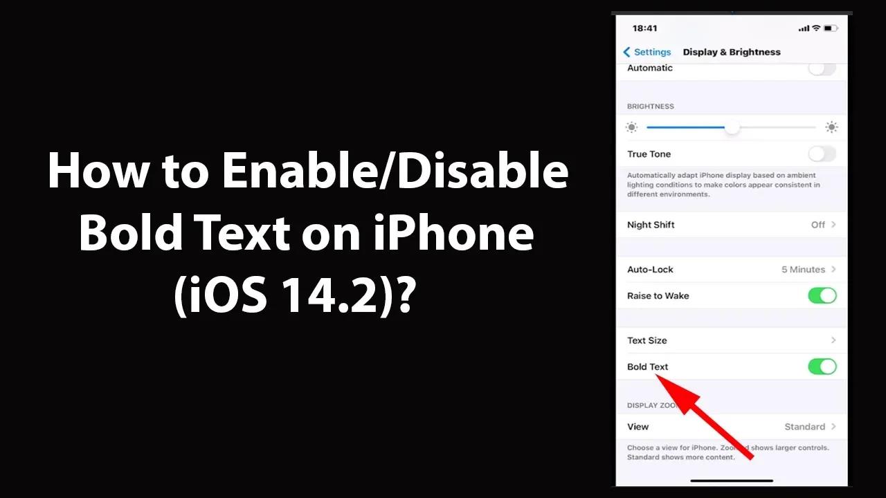 How to Enable/Disable Bold Text on iPhone (iOS 14.2)?
