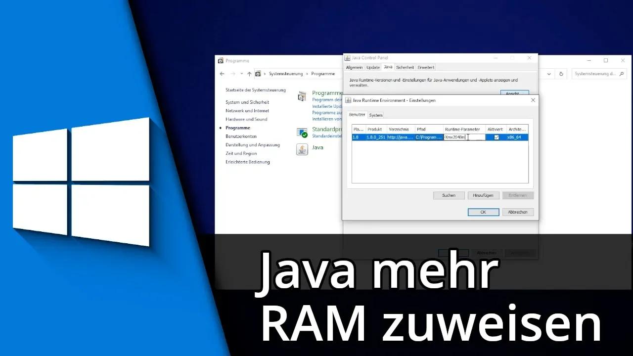 Java RAM zuweisen in Windows 10 Tutorial