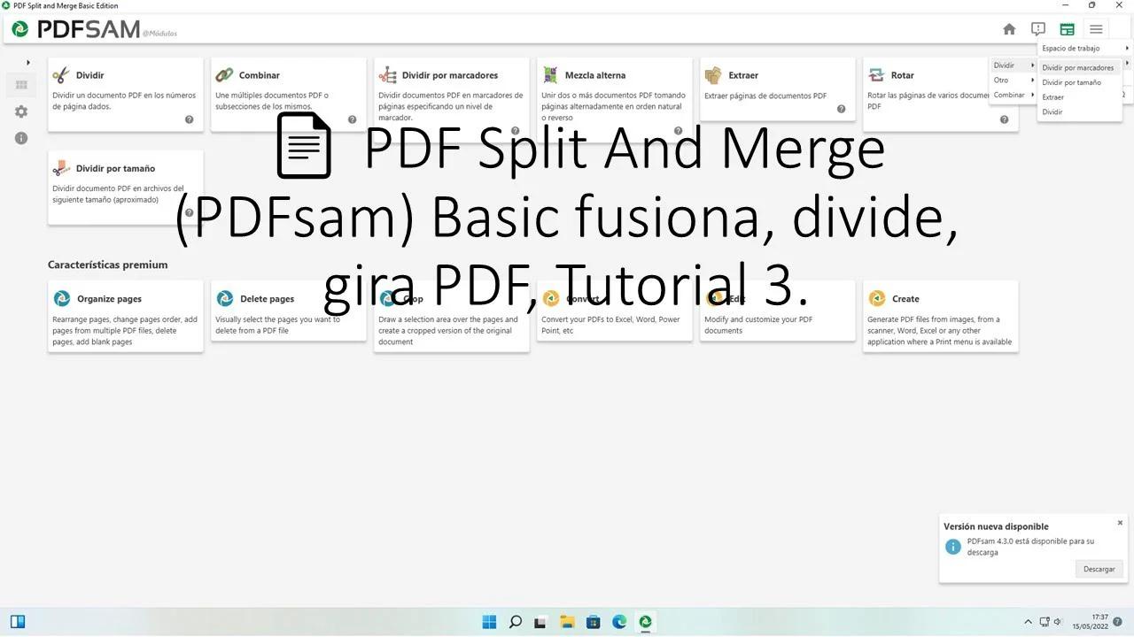 📄PDF Split And Merge (PDFsam) Basic fusiona, divide, gira PDF, Tutorial 3.