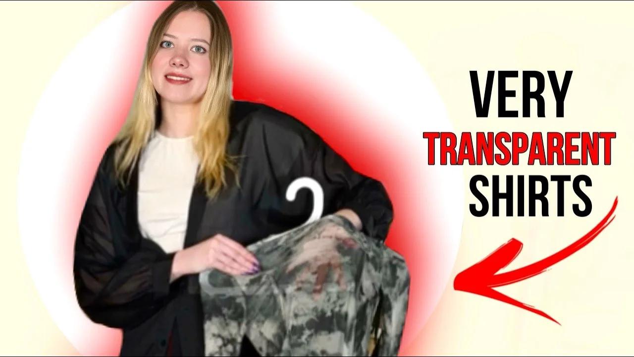 Try on and review beautiful Transparent sweaters without a top