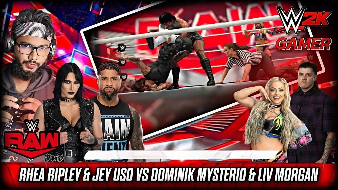 🔴Liv Morgan & Dominik Mysterio vs Rhea Ripley & Jey Uso - WWE 2K24 ...