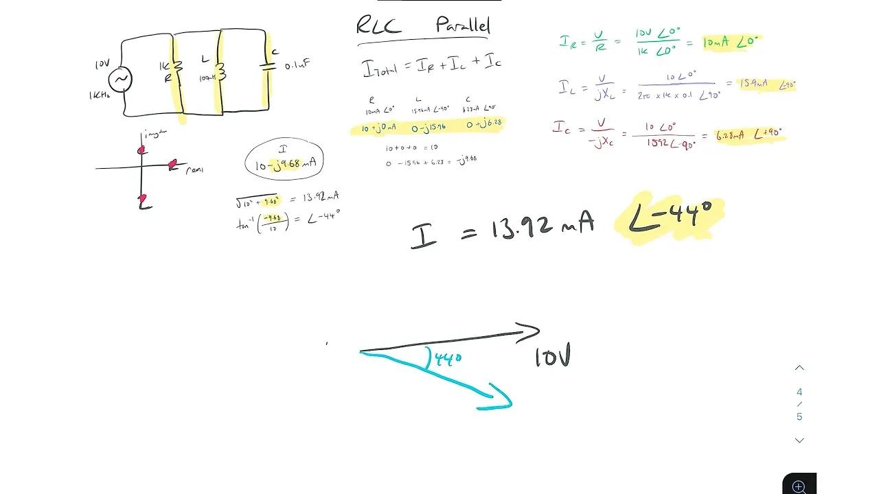 RLC Parallel Circuit Example Problem