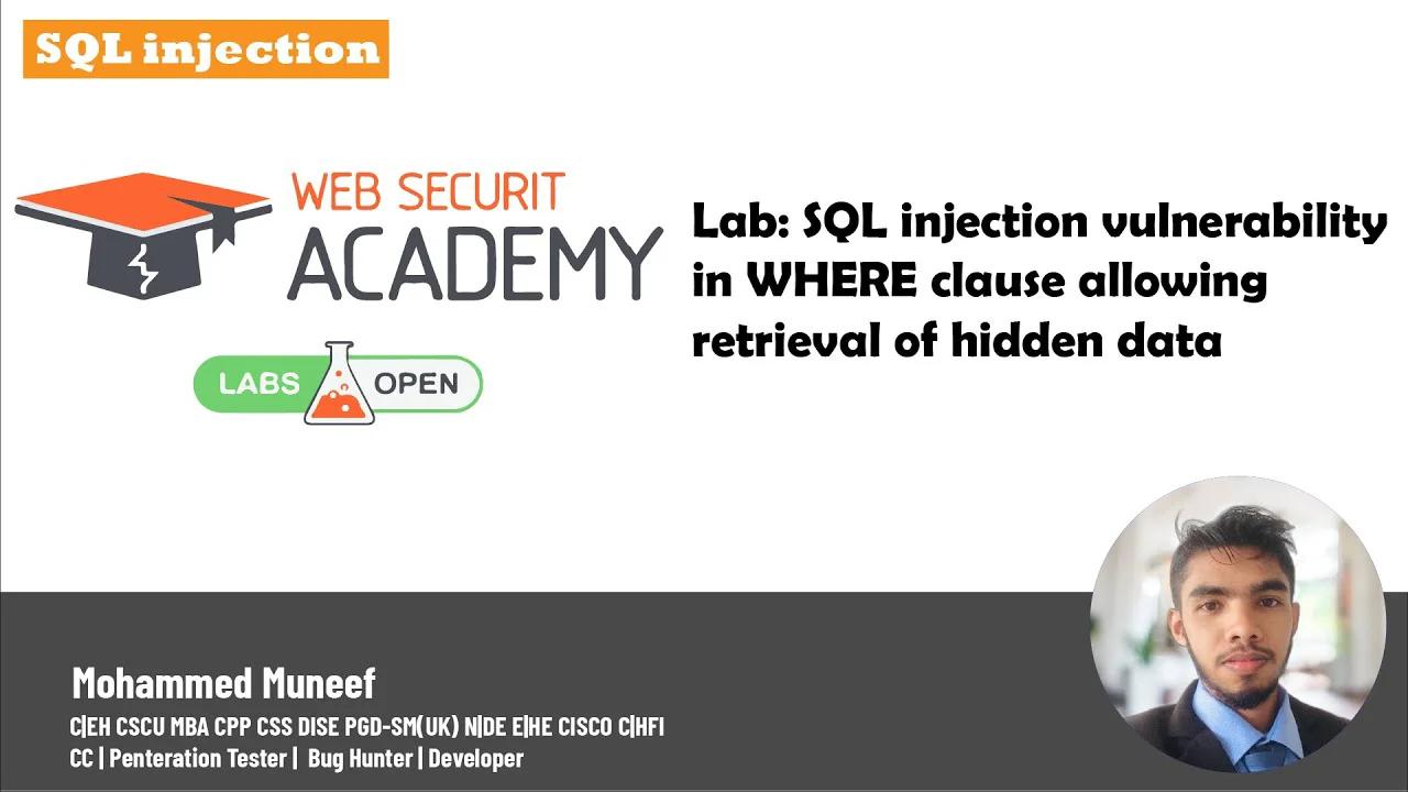 Lab 01 Sql Injection Vulnerability In Where Clause Allowing Retrieval 6410