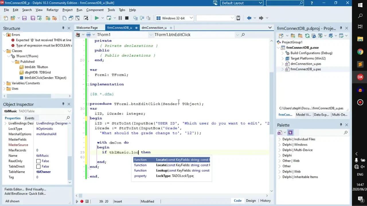 Editing The Data In A Database Delphi Tutorial Part 50