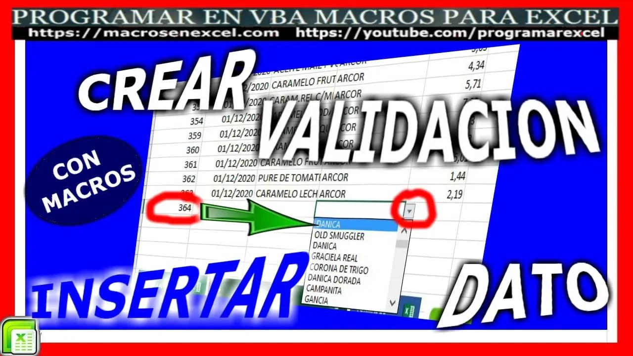 534 ️Como CREAR LISTA de 🔥 VALIDACION al INSERTAR DATO en Celda en Excel VBA