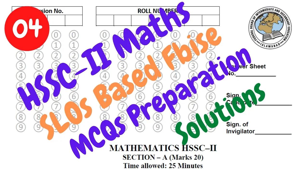 4. Federal Board SLOs based Examination Mathematics | HSSC-II