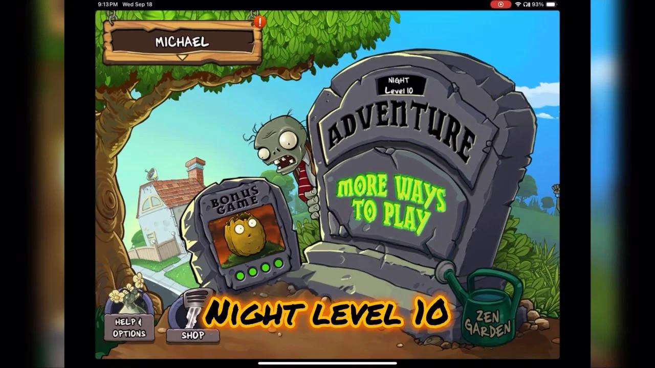 Plants vs Zombies Night Level 10