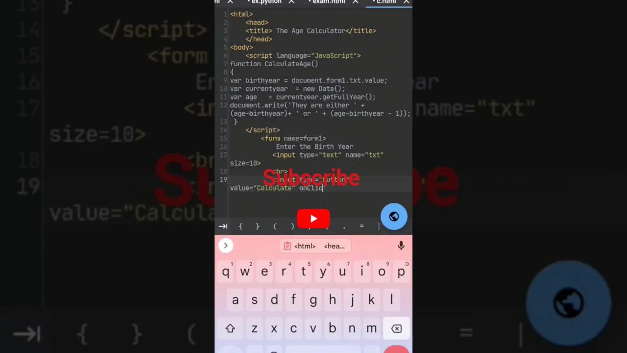 how to calculate your age #new #viral #coding #viralvideo #video # ...