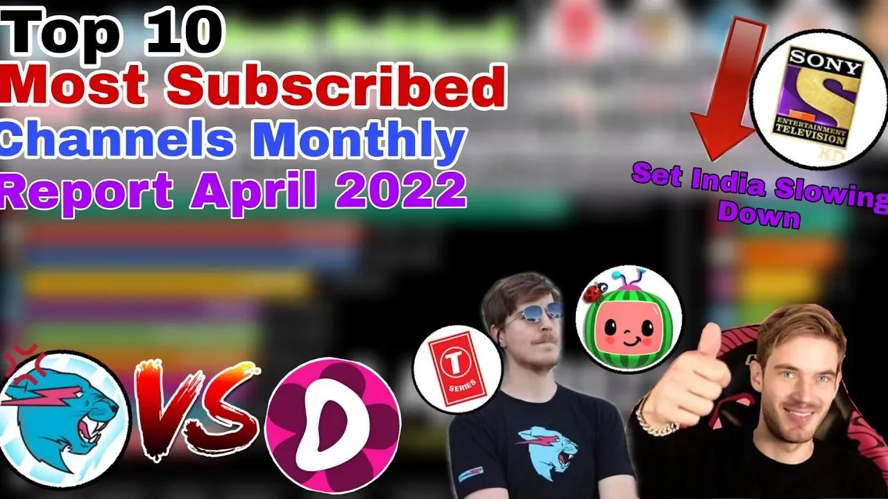 Top 10 Most Subscribed Channels Report April 2022 | Mrbeast And Kids ...
