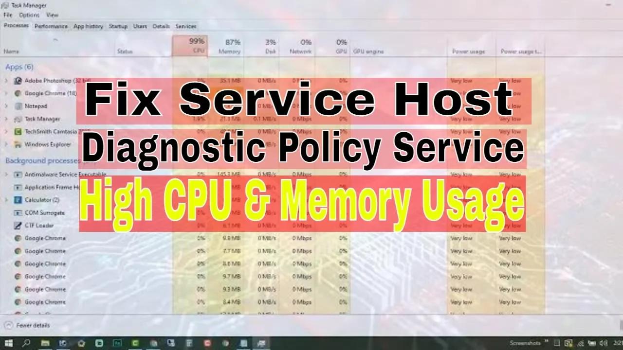 Fix Service Host Diagnostic Policy Service High Cpu And Memory Usage Windows 10 Fix