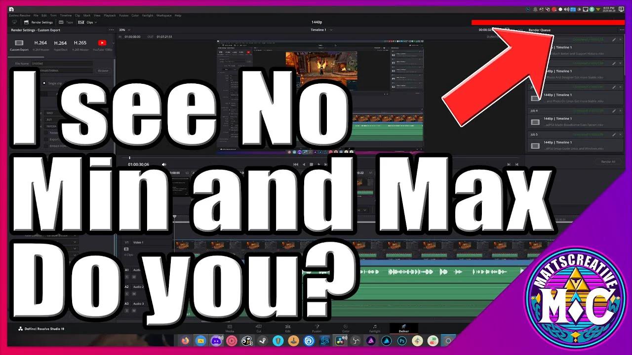 No Davinci Resolve Does NOT have a Min and Max Button At all
