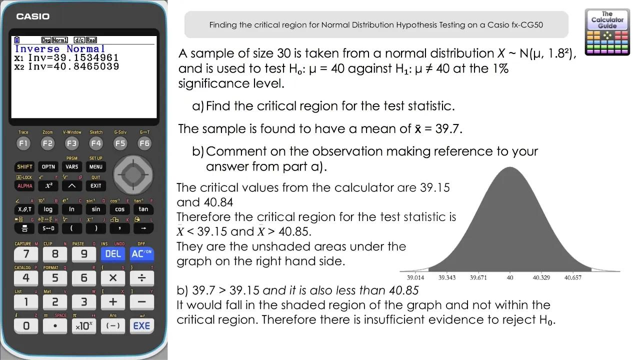 Finding the critical region for Normal Distribution Hypothesis Testing ...