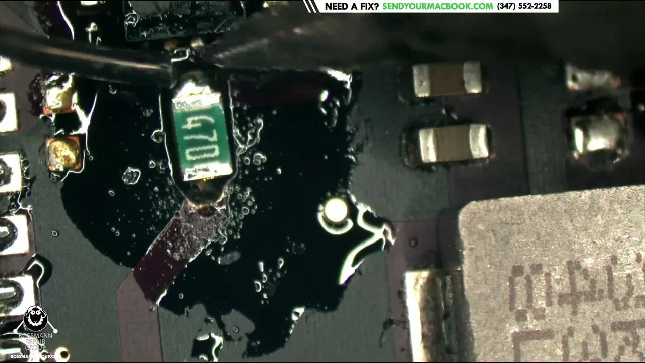 A Macbook board repair, featuring Louis Rossmann