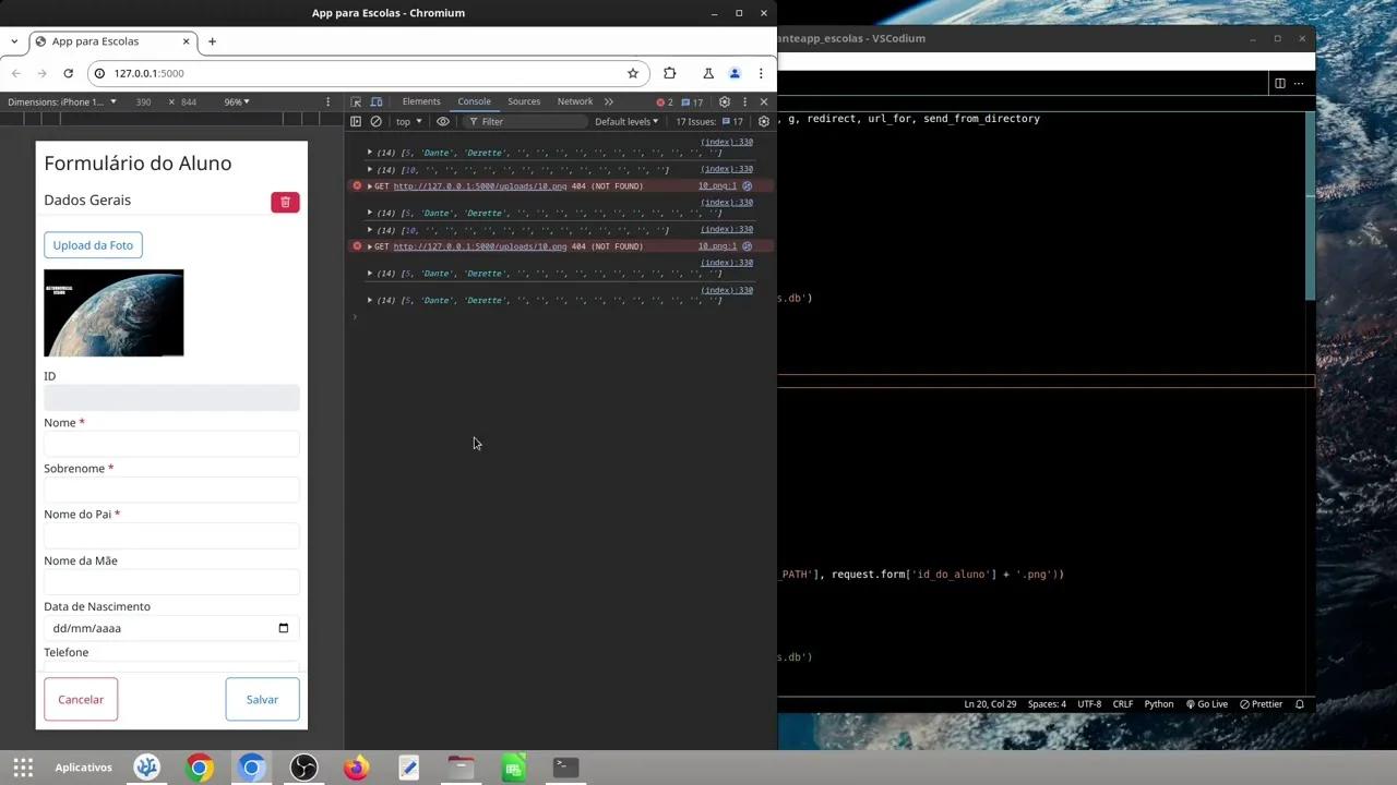 Parte 30 - App Grátis para Escolas - Sistema Gratuito - Upload de Imagem/Foto Flask e JavaScript