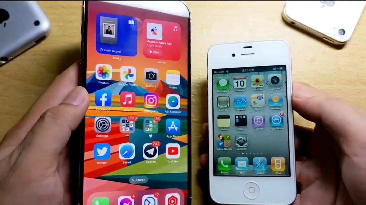iOS 17 vs iOS 4 - iPhone 4 vs 14 Pro Max
