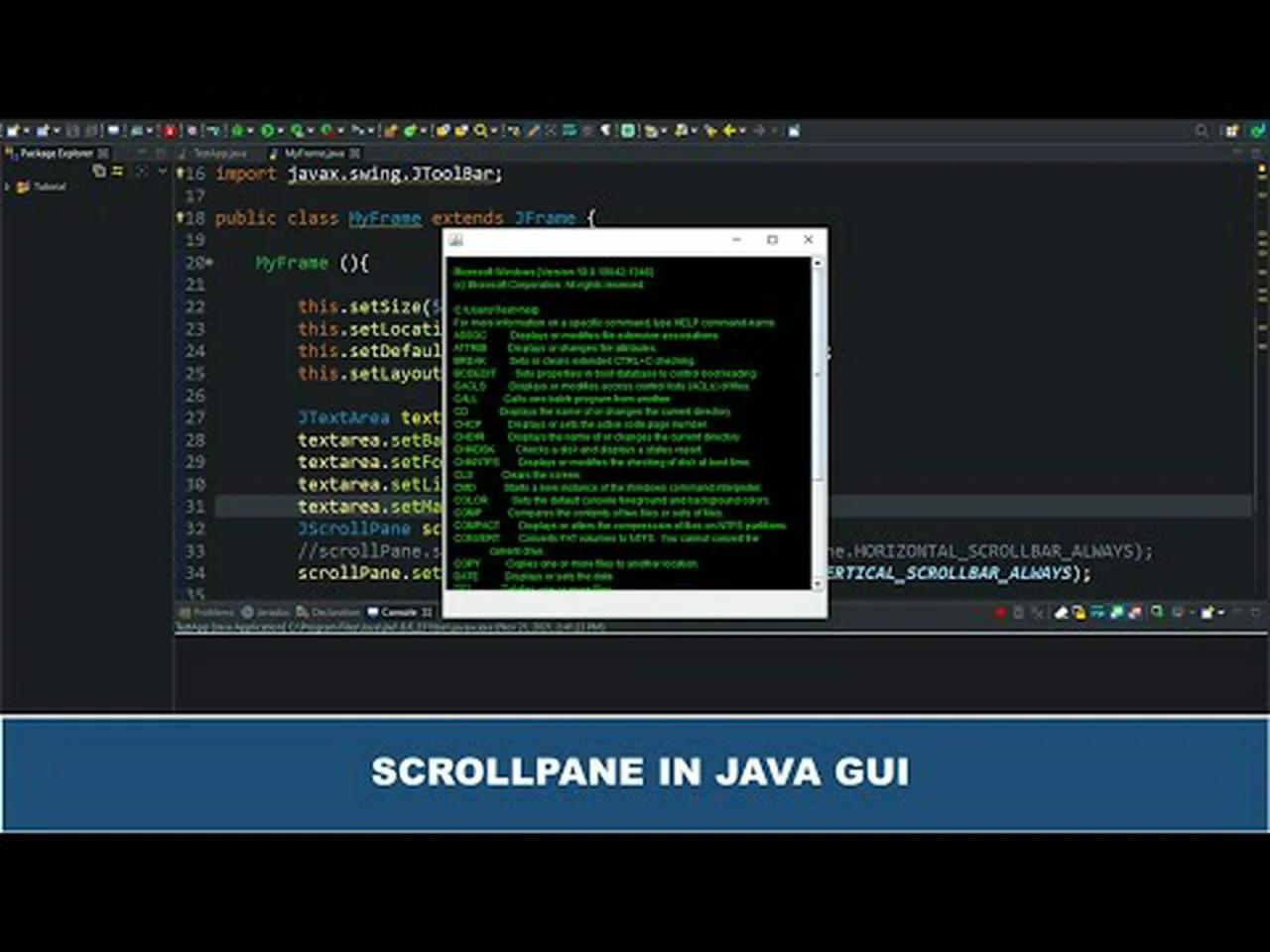 Java GUI Tutorial #65 - Create a ScrollPane Using JScrollPane Class In Java GUI Swing