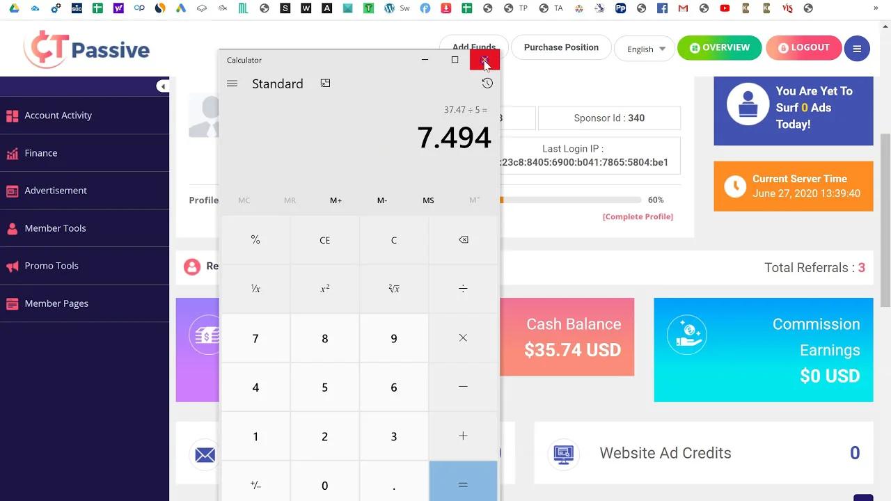 CT Passive $77 earned $35 + $37