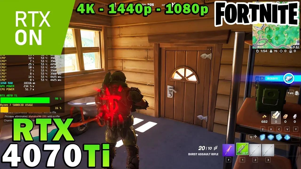 Fortnite Ray Tracing | RTX 4070 Ti | R7 5800X3D | 4K - 1440p - 1080p ...