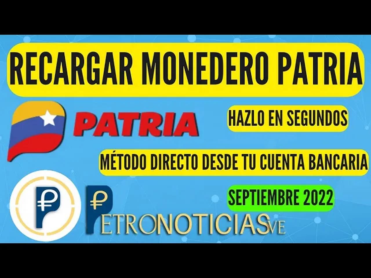CÓMO RECARGAR TU MONEDERO PATRIA - DIRECTO DESDE TU CUENTA - PAGA LA ...