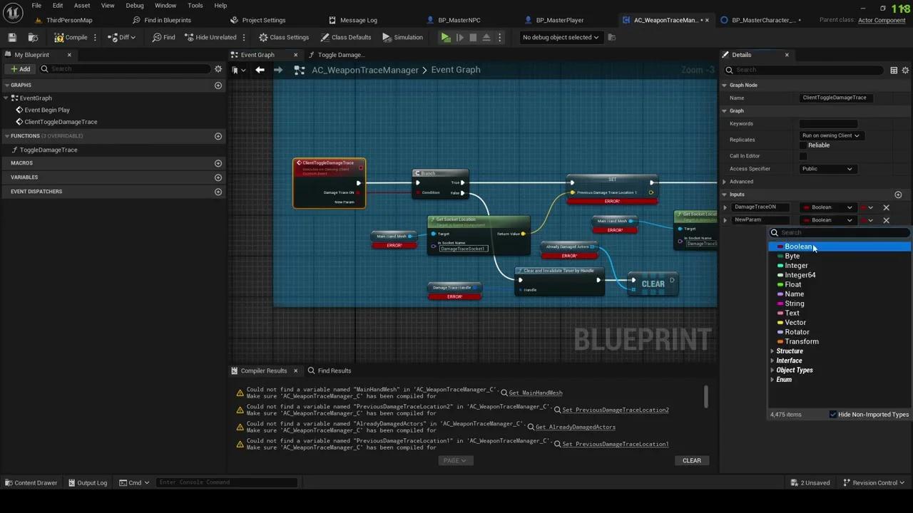 UE5 Full Game Tutorial #27 - Weapon Trace Component Logic