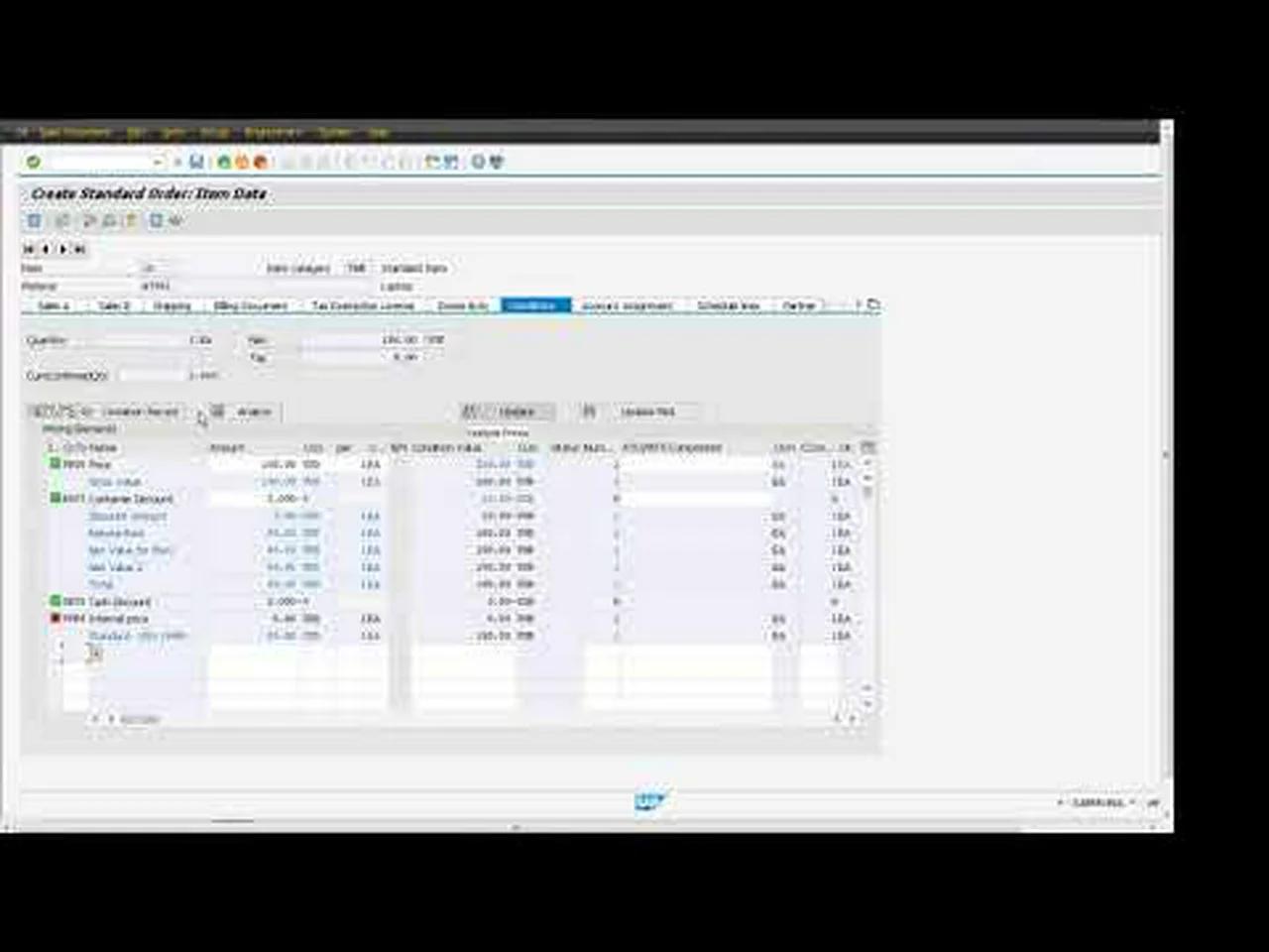 SAP S4 HANA Sales Order Item Pricing Tab