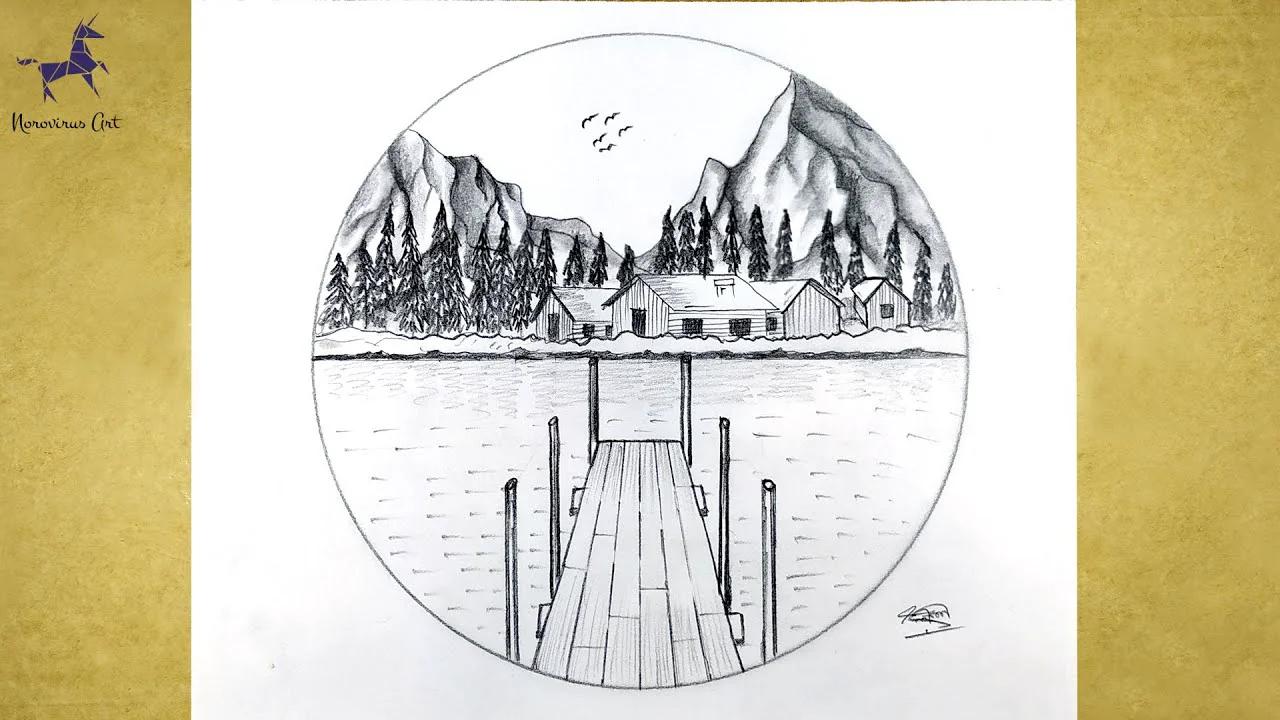 How to draw scenery / landscape step by step || how to draw scenery ...