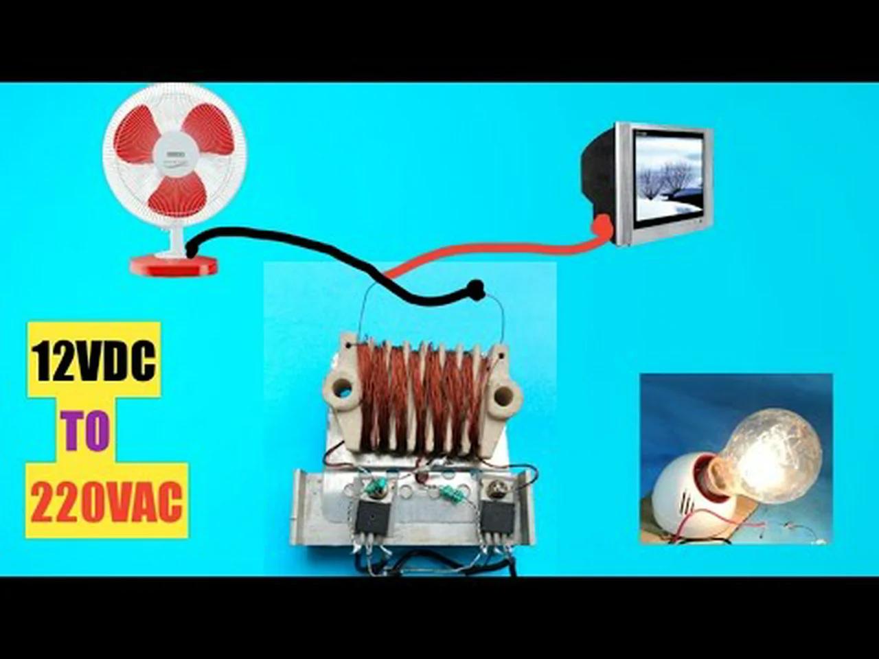 Simple powerful 12v to 220v inverter using Homemade Transformer Irfz44n || How to make inverter